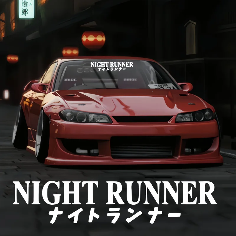 1pc NIGHT RUNNER JDM Japanese Inspired Sticker Flags| Self-adhesive Car ...