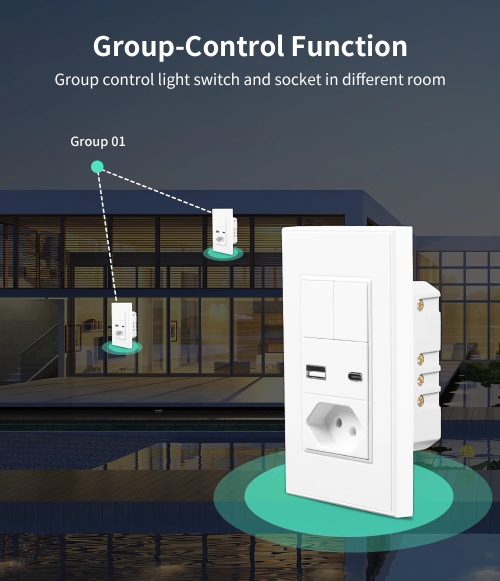 Tuya Smart Life Zigbee Wall Switch &16A Socket Brazil Standard 4X2 Push ...