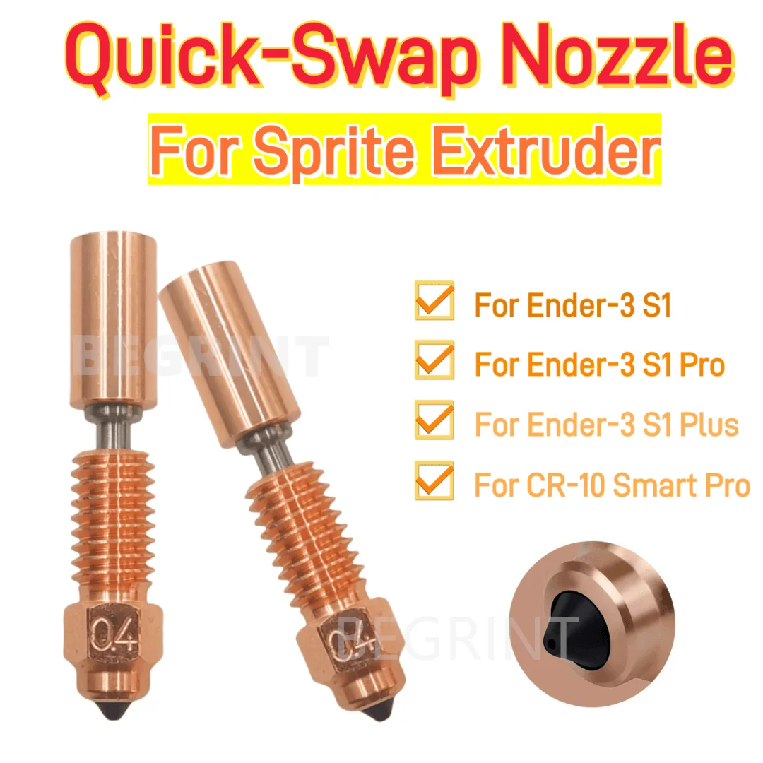 For Creality Sprite Extruder Pro kit Quick-Swap Nozzle Copper Titanium ...