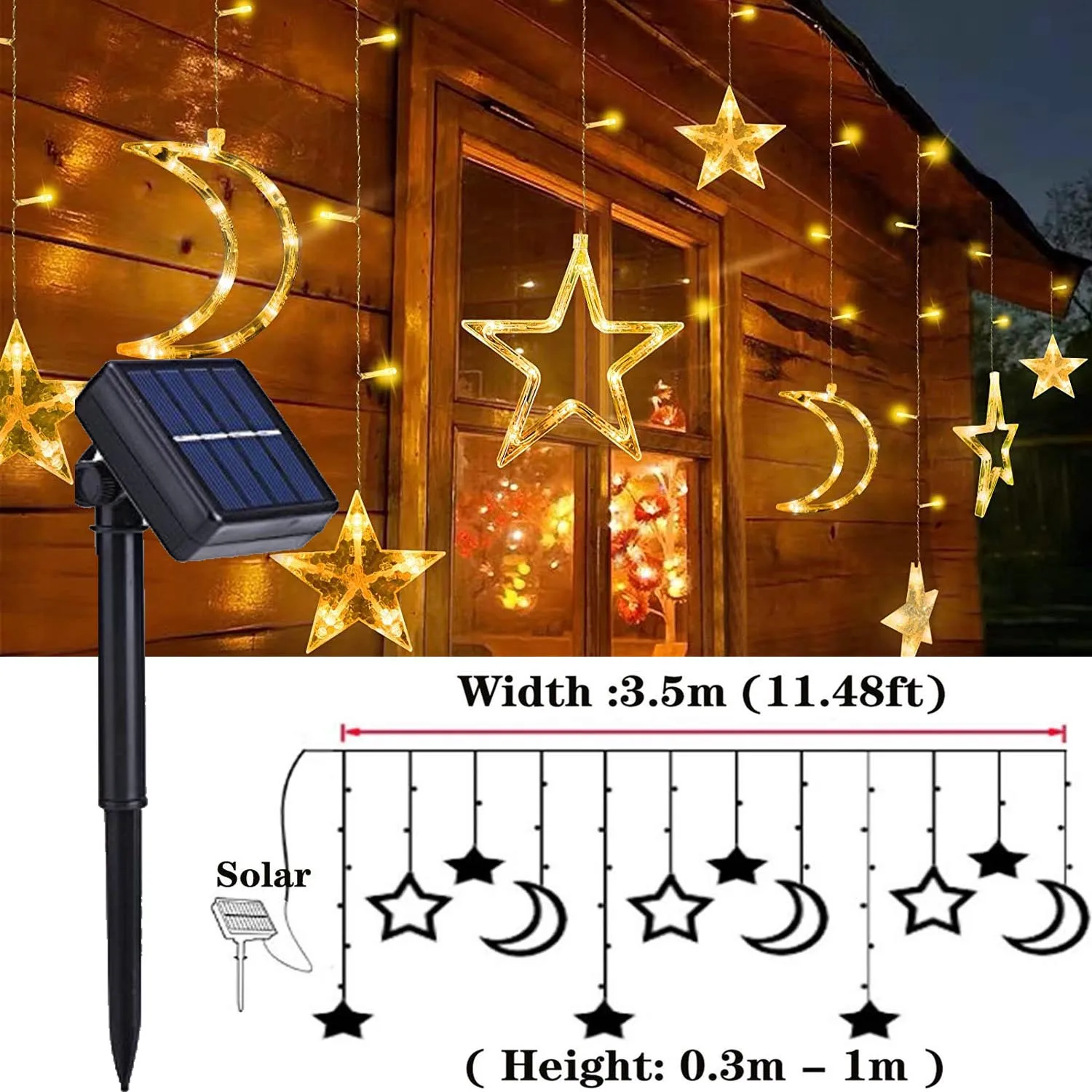 Waterproof Star Moon Solar Power String Light Outdoor Fairy Garden Lamp ...