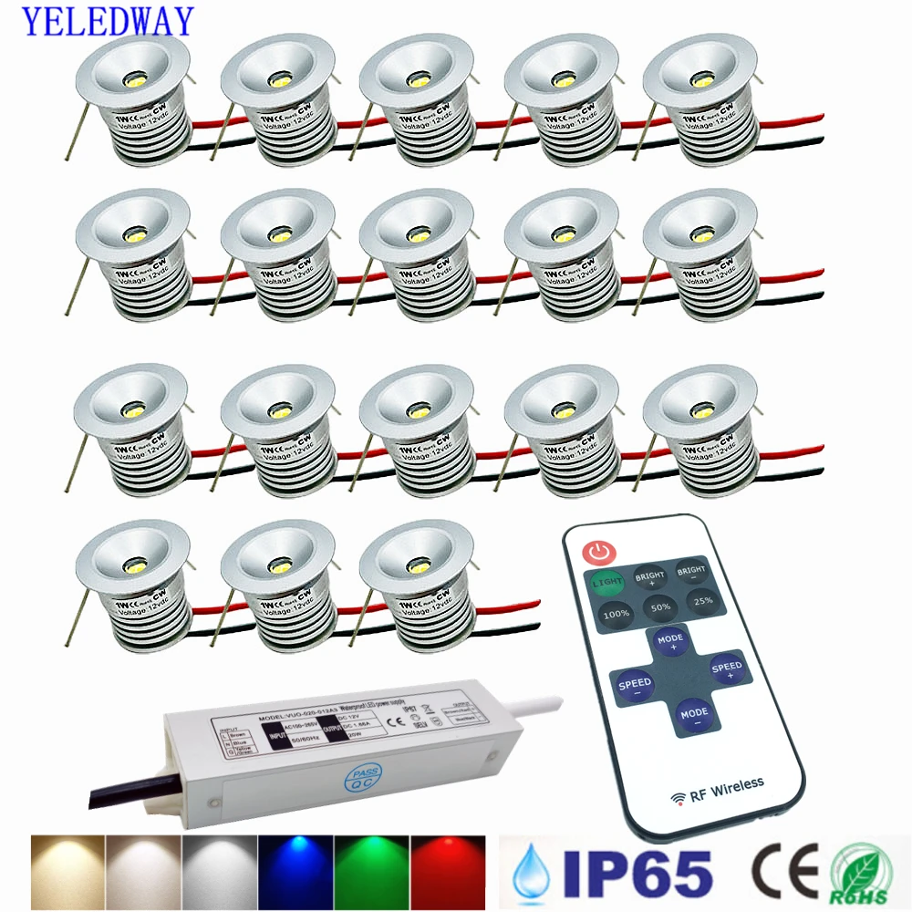 1W IP65 Mini Bulb Spotlight 12V 25mm Focos Spot LED Light with Remote ...