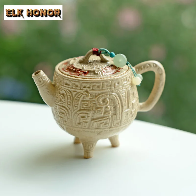 100ml Soda Glazed Old Pottery Mud Teapot Hand-painted Mandarin Fish Pot ...