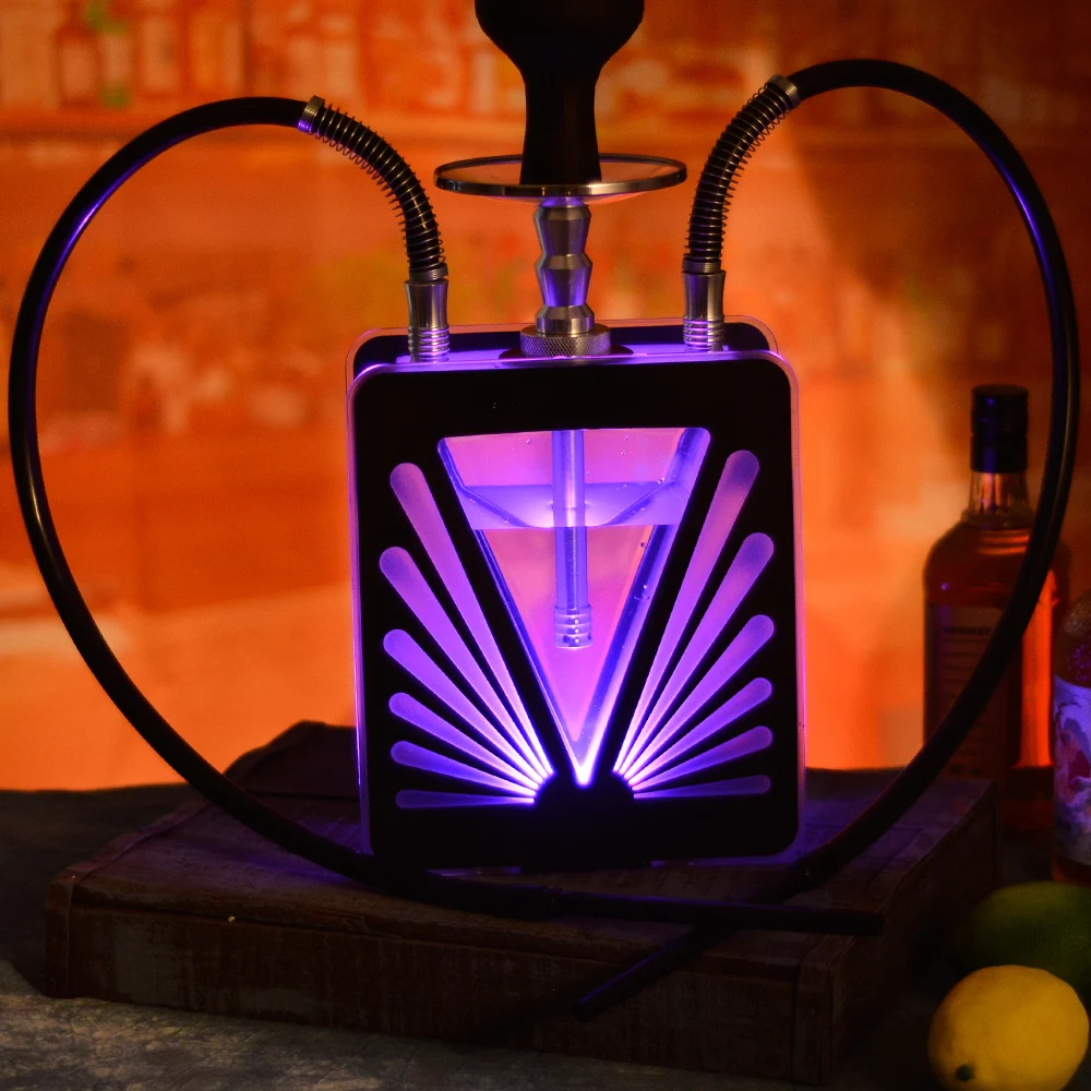 DEJAYA-Acrylic-Hookah-Shisha-Pipe-LED-Light-2-Hoses-Narguile-Pipa ...