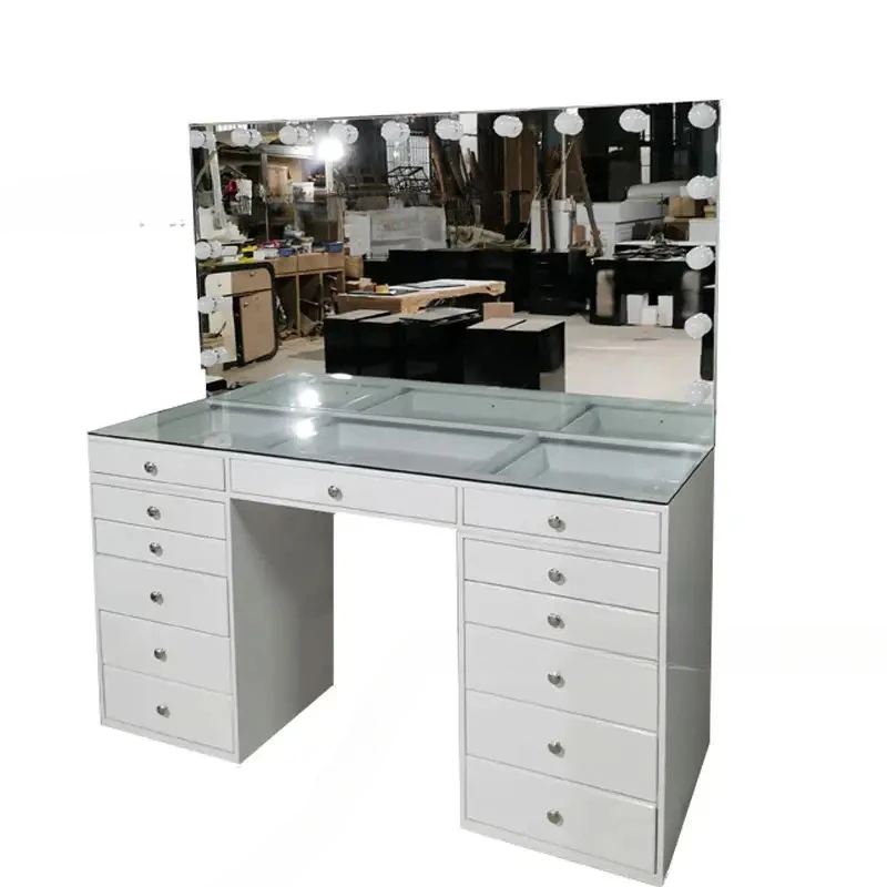 Foreign-beauty-salon-dresser-with-LED-light-table-single-sided-wooden ...