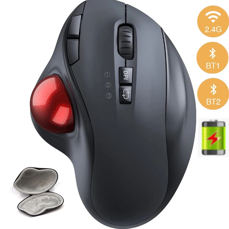 2-4G-Wireless-Bluetooth-Trackball-Mouse-1600-DPI-USB-Rechargeable-Mouse ...