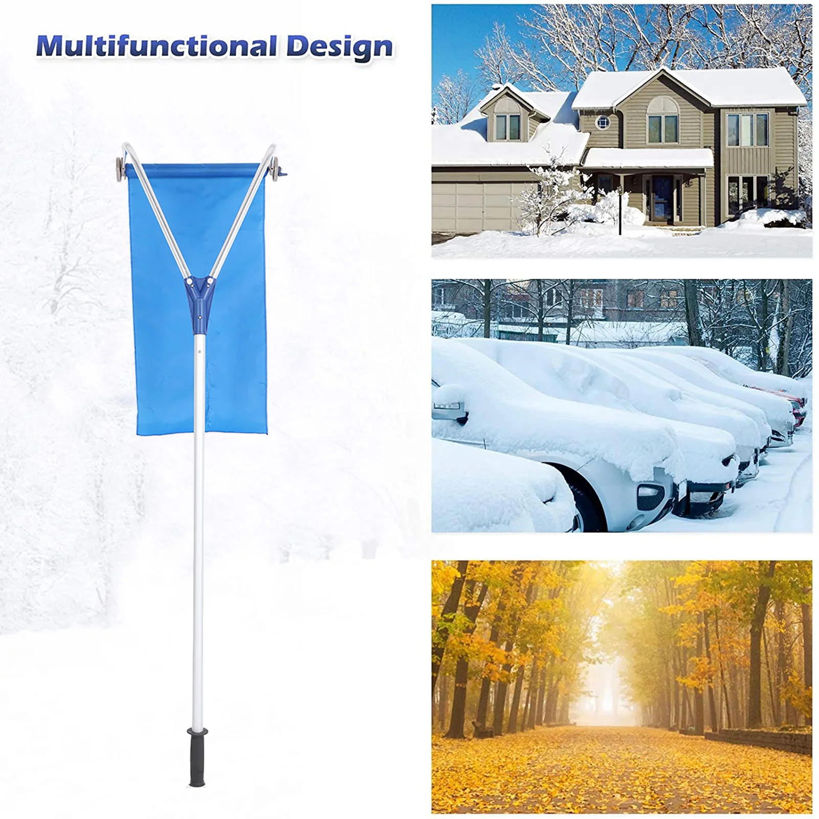 193-650cm-Roof-Snow-Rake-Telescopic-Skid-proof-Rod-Snows-Removal-System ...