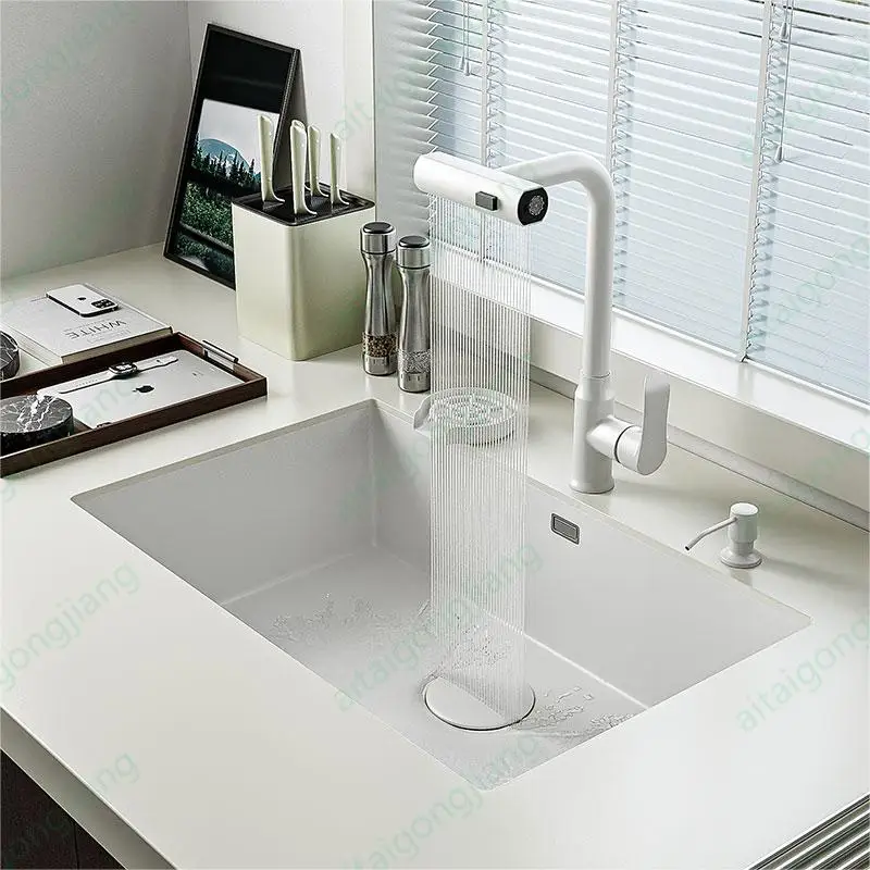 Household-White-fly-Rain-Waterfall-Sink-Nano-304-Stainless-Steel-Faucet ...