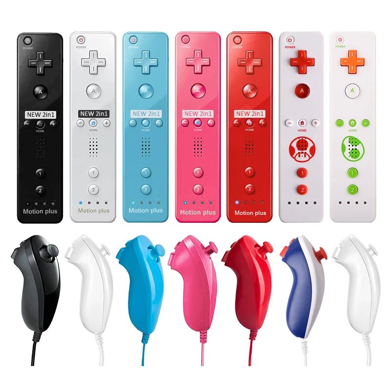 1-pair-with-Nunchuck-Controller-Set-Motion-Plus-Remote-Controller-Wii ...