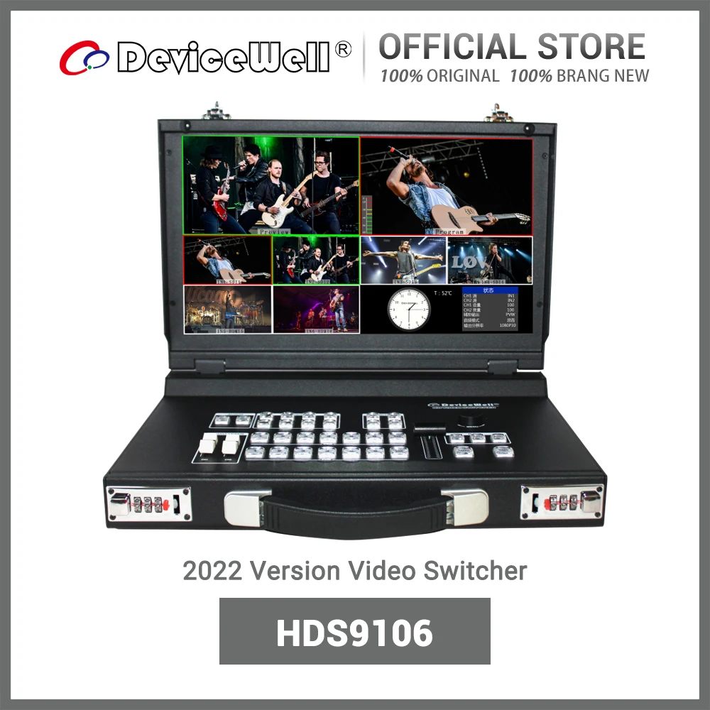 DeviceWell HDS9106 2022รุ่น6ช่องง่ายท่องเที่ยว Switcher 4 SDI + 2 HDMI สำหรับ Media Live ...