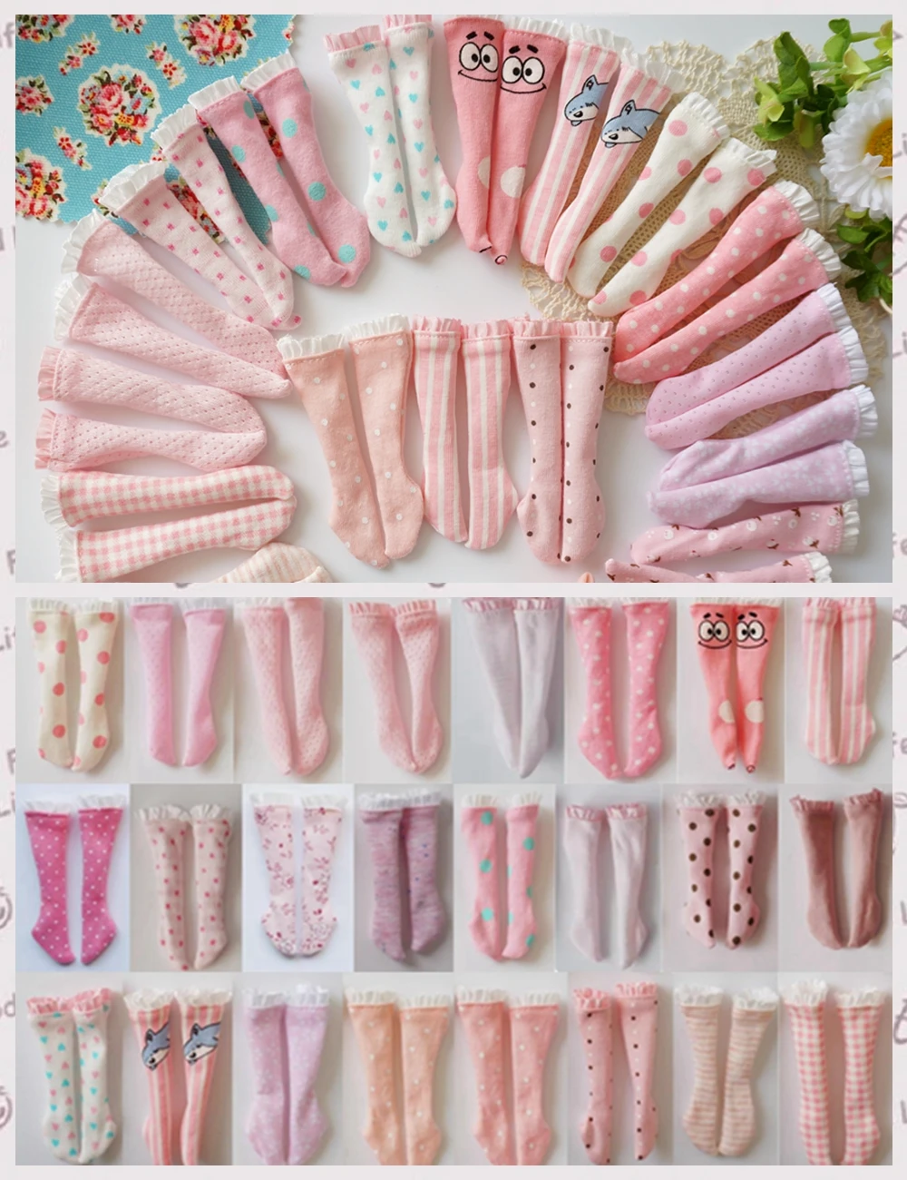 1 Pair Cute Blyth Doll Light Pink Series Lace Socks for Licca, Azone ...