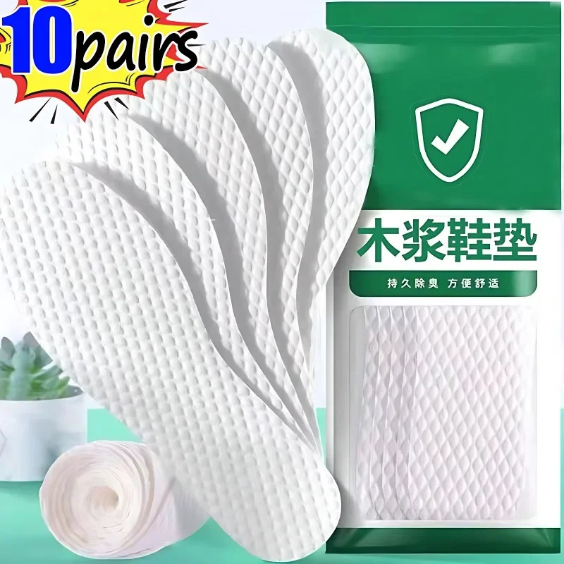 1-10Pairs-Natural-Wood-Pulp-Disposable-Insoles-for-Women-Men-Light ...
