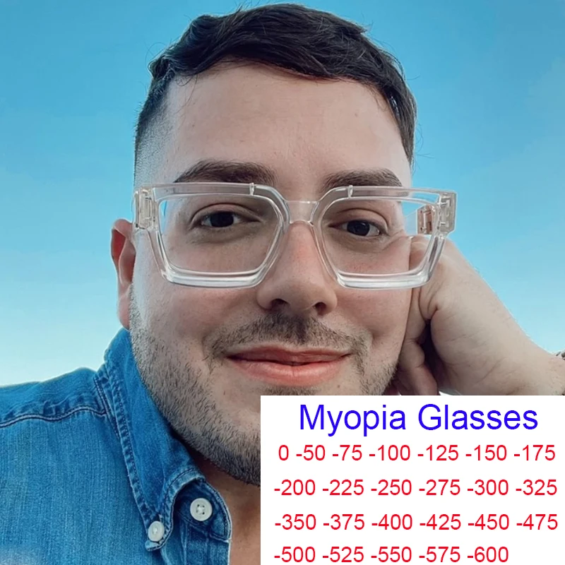 Clear-Frame-Oversized-Square-Men-s-Corrective-Glasses-New-Fashion ...