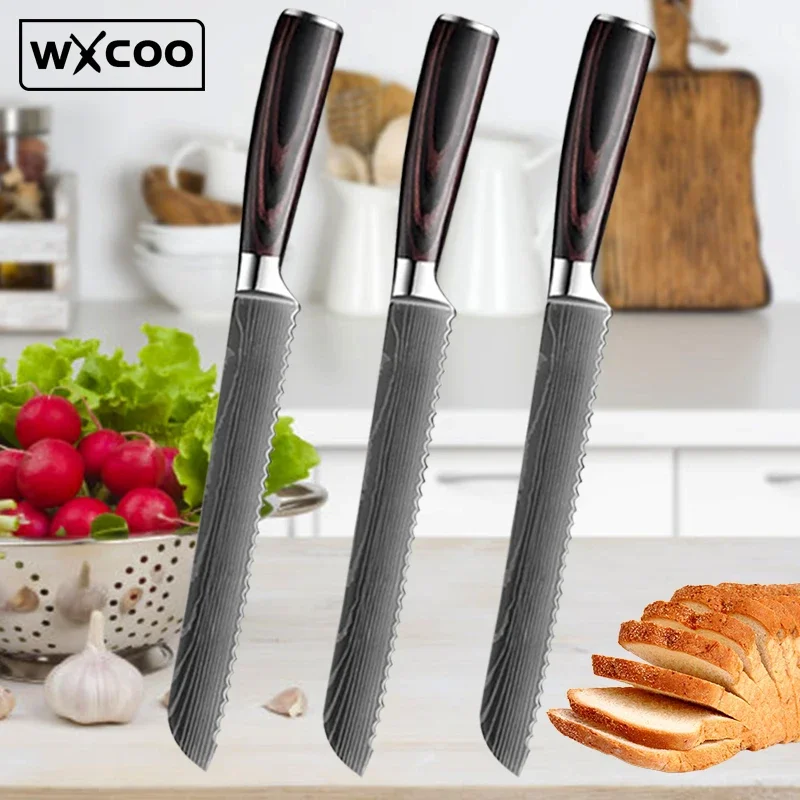 Professional-Bread-Knife-Cheese-Toast-Knife-8-Inch-Damascus-Pattern ...