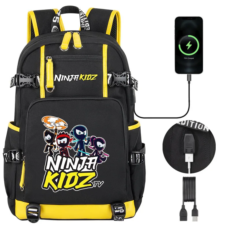 Cartoon Ninja Kidz Children Backpack Boy Girl Students Schoolbag high ...