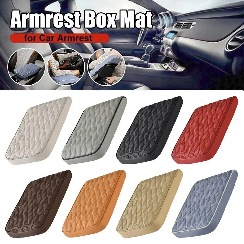 Luxury-PU-Leather-Wave-Embroider-Car-Armrest-Mat-Center-Console-Arm ...