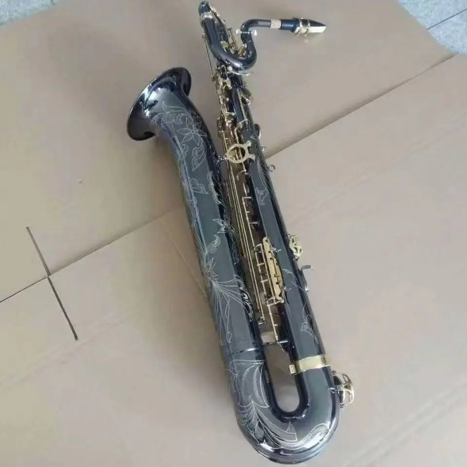 New-Professional-Baritone-Instrument-Saxophone-Black-Nickel-With-Gold ...