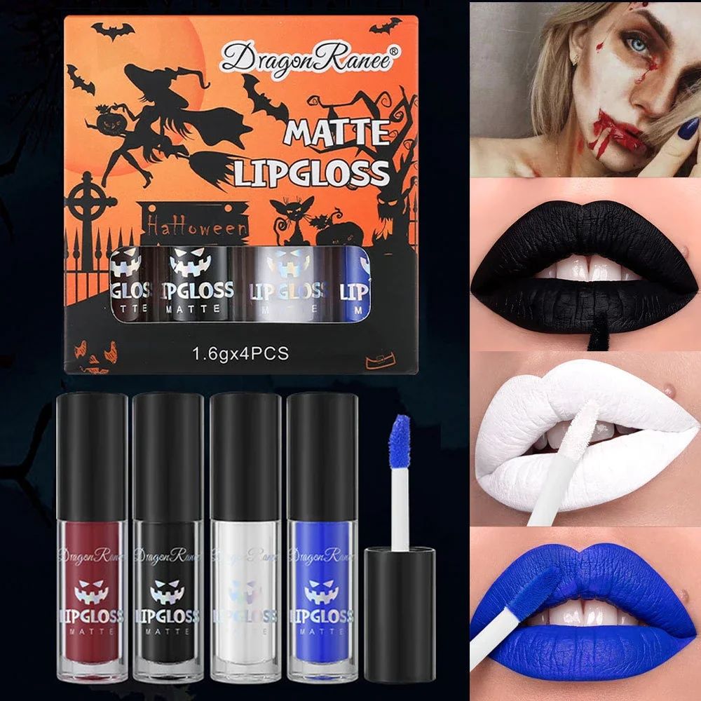 4pc/set Moisturizing Waterproof Velvet Lipstick Christmas Halloween Lip ...
