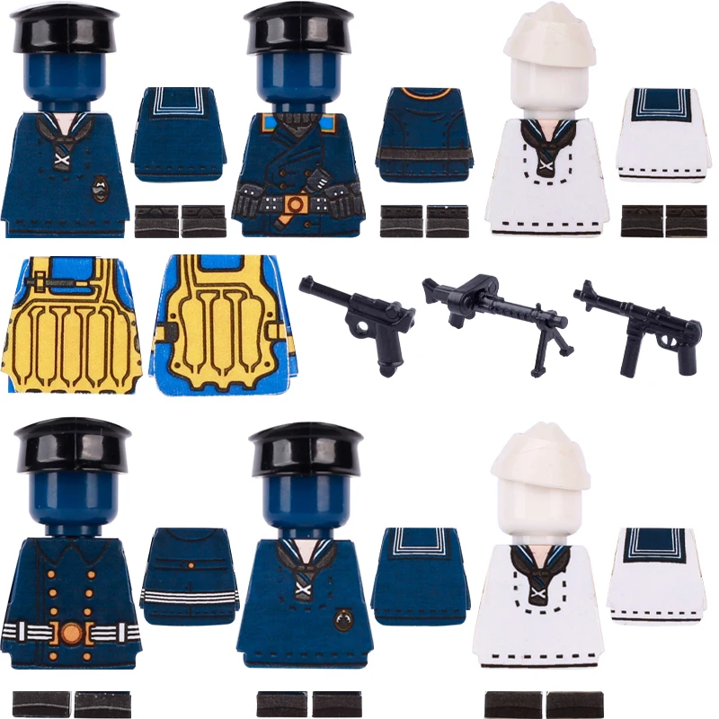 WW2-German-Soldier-Figures-Printed-Parts-Building-Block-Navy ...