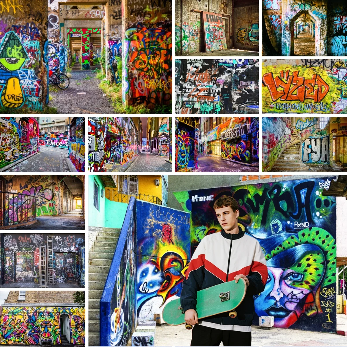 Urban City Street Background: The Ultimate Retro Graffiti Wall for ...