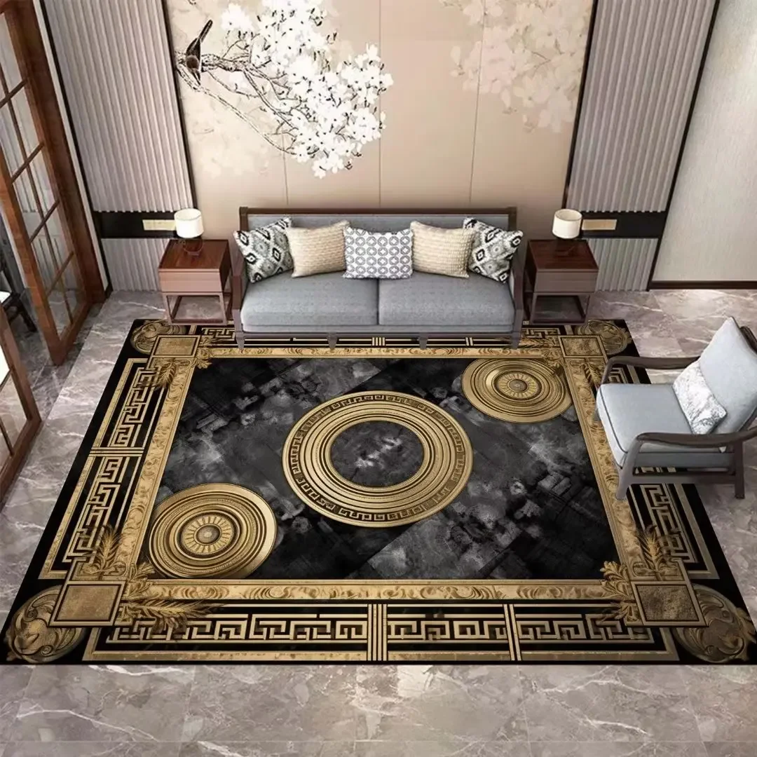 European-Style-Carpets-for-Living-Room-Luxury-Gold-Black-Rug-Decoration ...