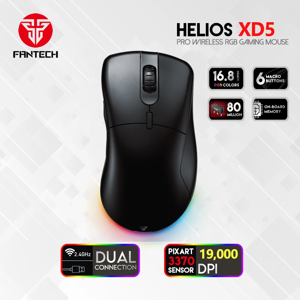 Fantech Helios Go Gaming Xd5 Mouse 19000dpi Rgb Mice Professional Gamer ...