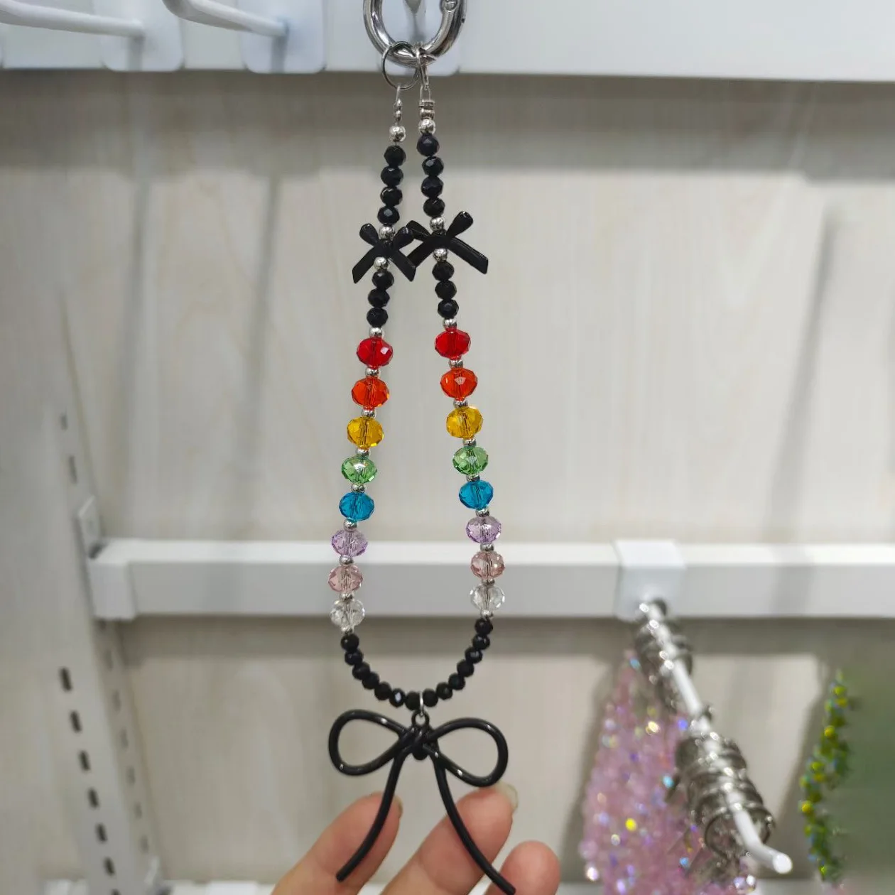 Ins-Korean-Simpe-Crystal-Beaded-Bow-Phone-Pendant-Aesthetic-Pendant-Key ...