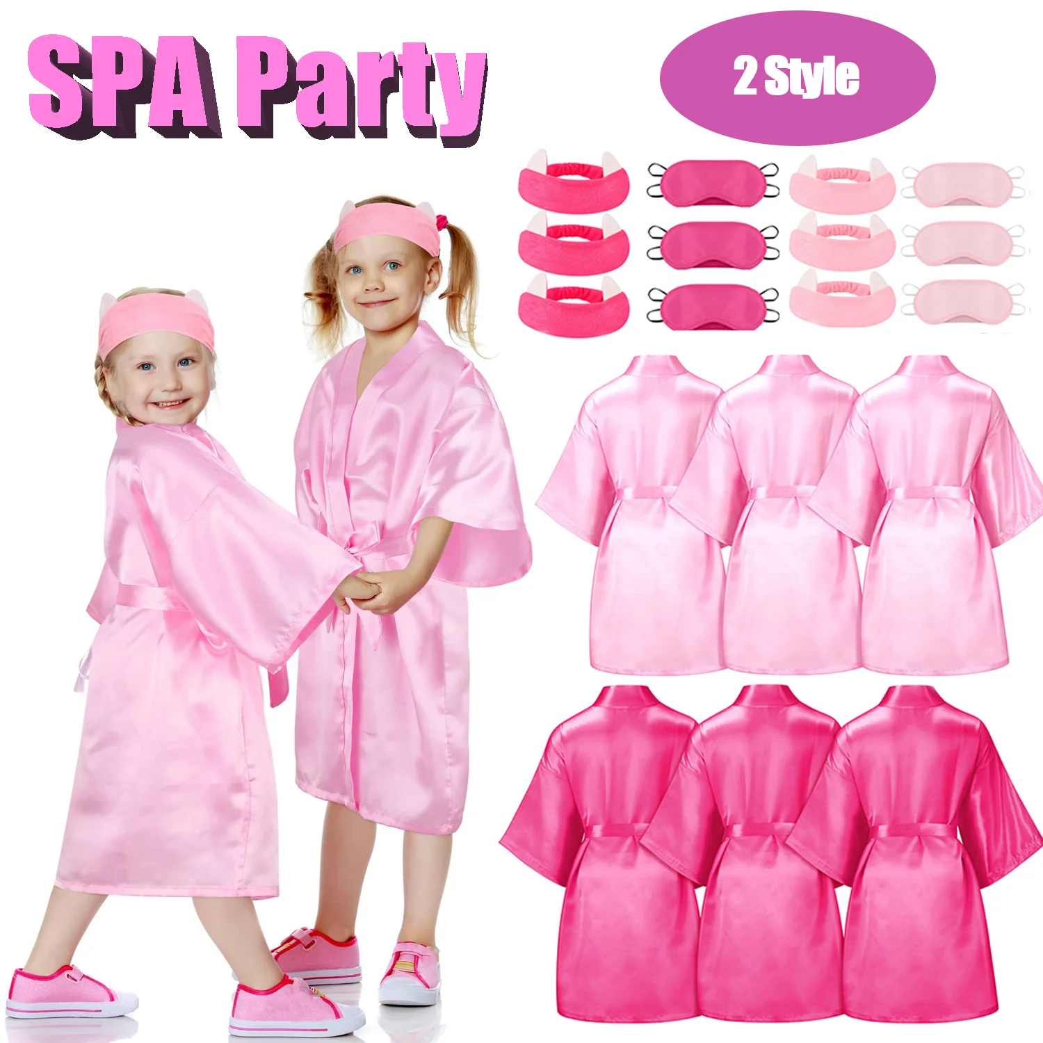6 Set Spa Party Robe for Girls Silk Satin Kimono Robes for Kids ...