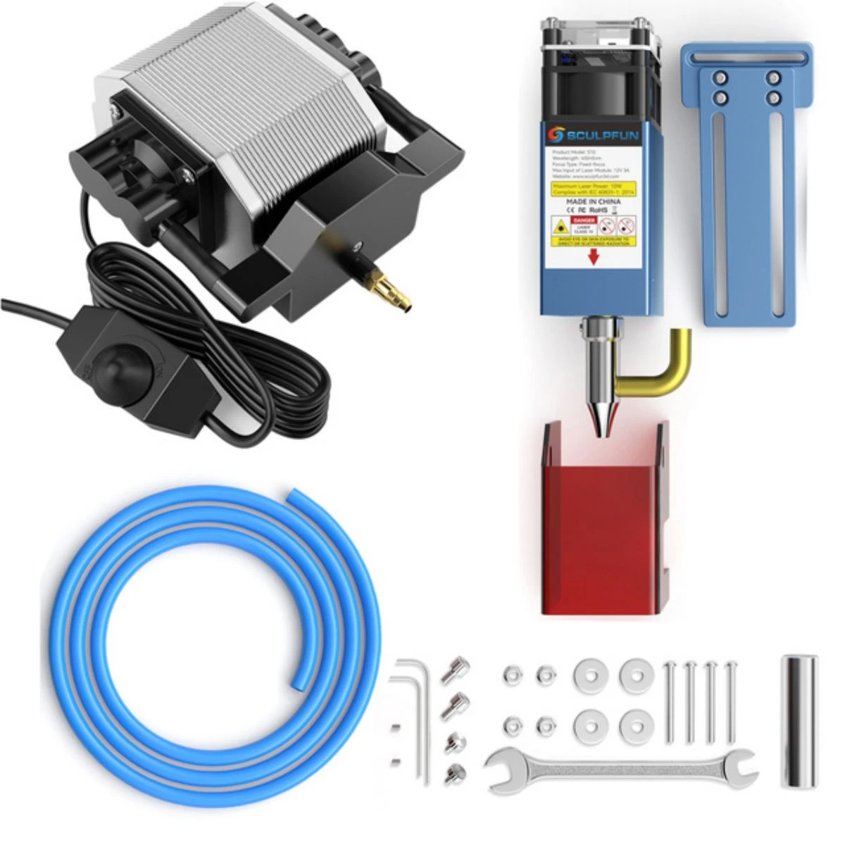 Sculpfun S10 Engraving Laser Module 10w High Density Laser Beam 30l/min Laser Air Assist Pump ...