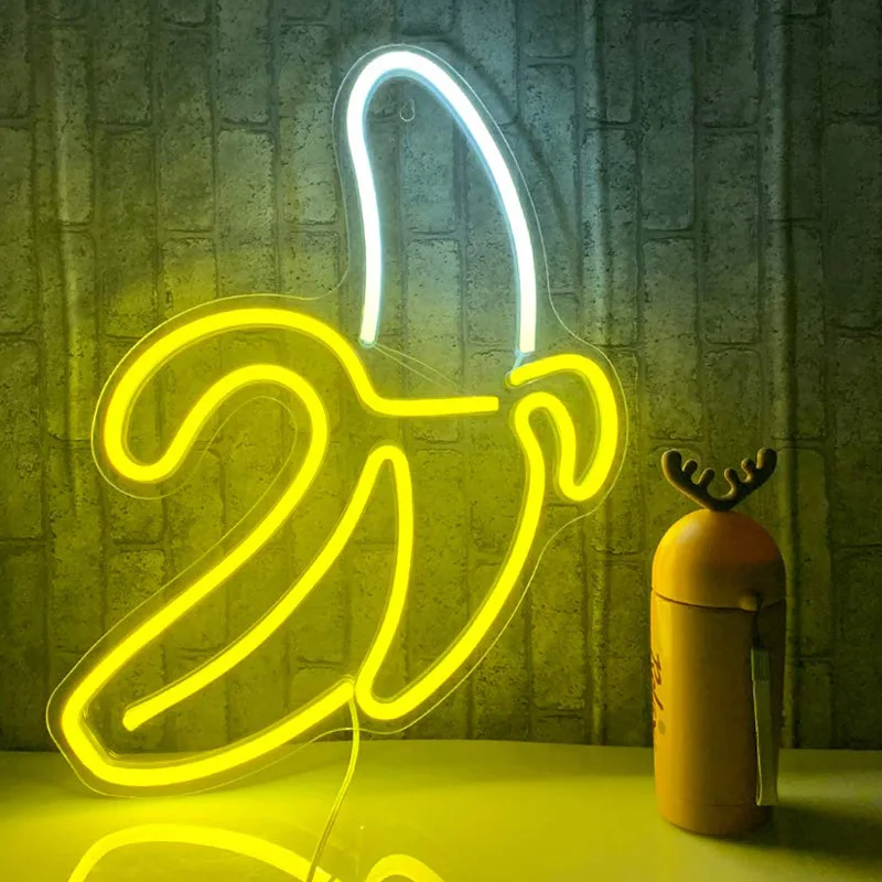 Banane 1 jaune - Lampe LED fluo en forme de banane, luminaire décoratif ...