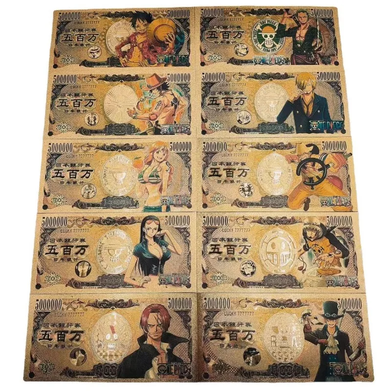 One Piece Cartoon Plastics Paper Currency Anime Action Figures Cap ...
