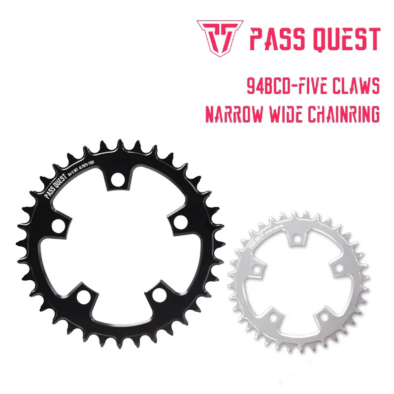 PASS-QUEST-94-bcd-chainring-5-bolt-ROUND-Narrow-Wide-Chainring-32-34-36 ...