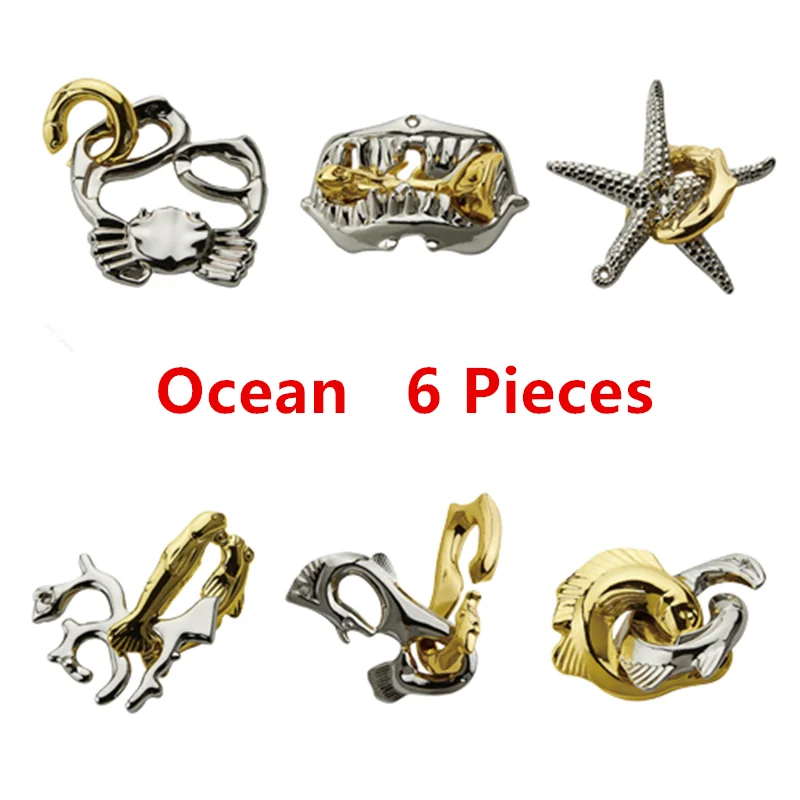 8 Pieces Classic Decompress Toy Metal Brain Teaser Puzzles Magic ...