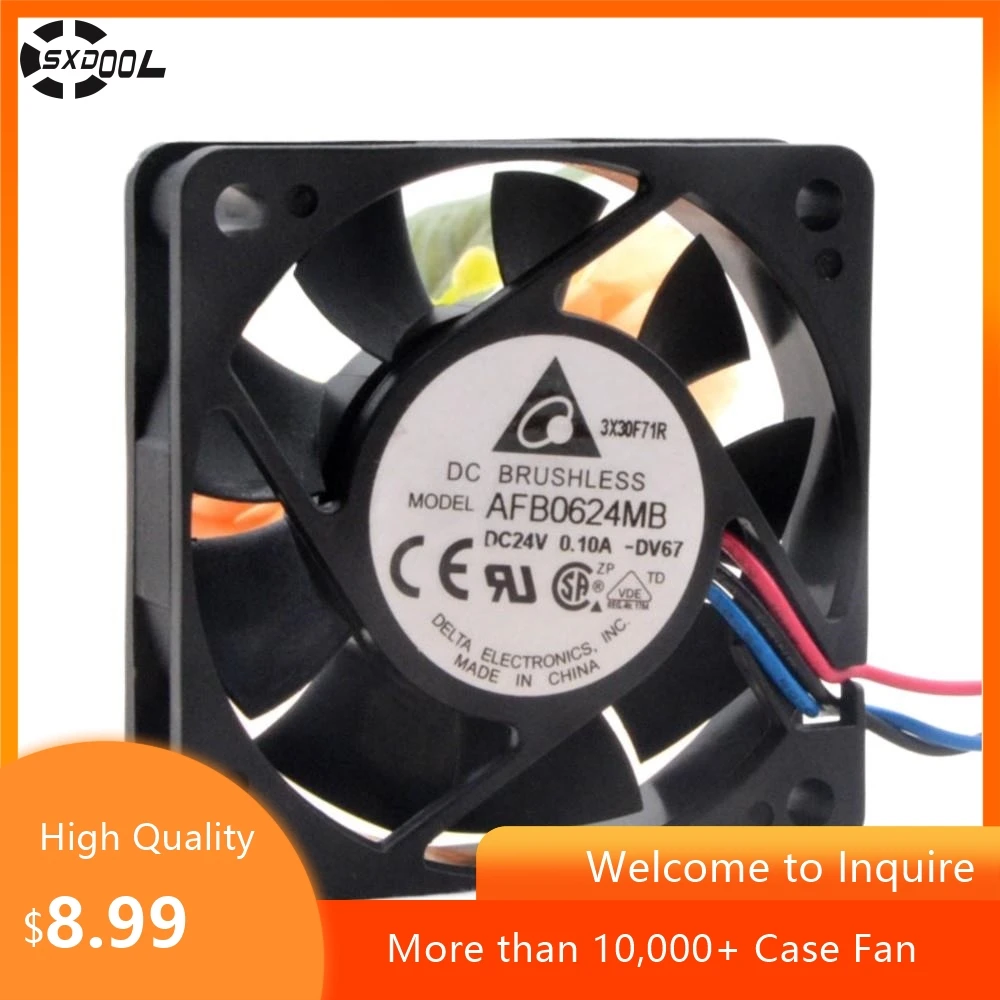 60mm Axial Fan for Delta AFB0624MB 24V 0.10A 60x60x15mm 3-Wire for ...