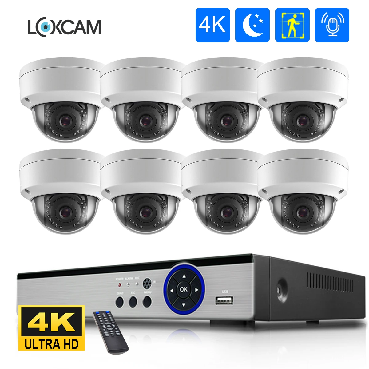 H.265 8CH 8MP Security Camera System 4K POE NVR 5MP Indoor Outdoor IP ...