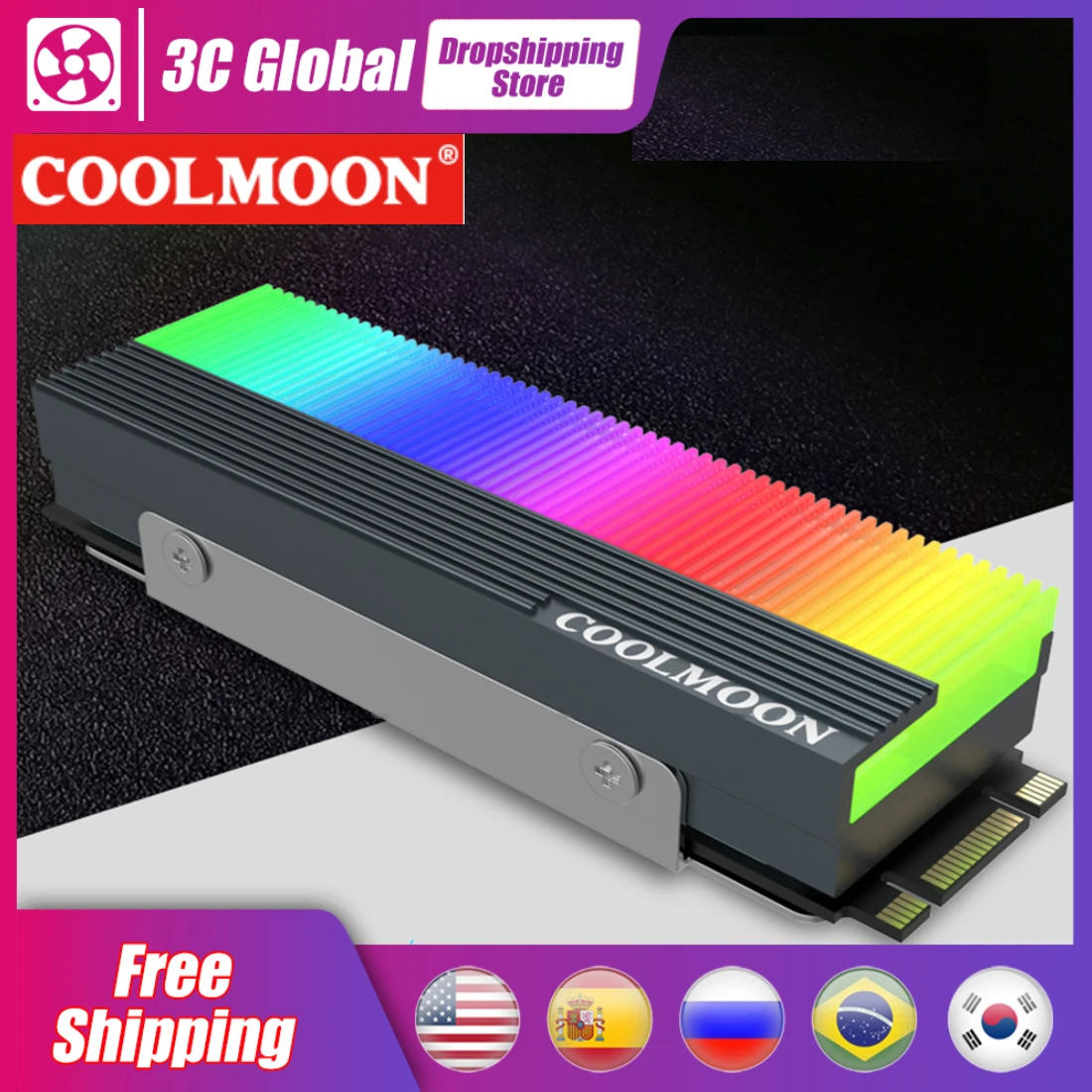 Cm-m7s M.2 Argb Ssd Heatsink Cooler 2280 Solid State Drive Radiator Pad ...