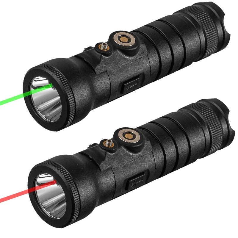 800-Lumens-Tactical-Flashlight-Red-Green-Laser-Sight-Magnetic-Charging ...