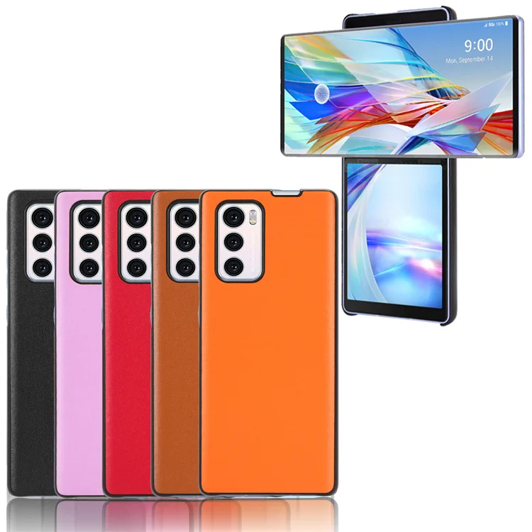 For-LG-Wing-5G-2020-Case-Litchi-Skin-Pattern-PU-Leather-and-PC-Book ...
