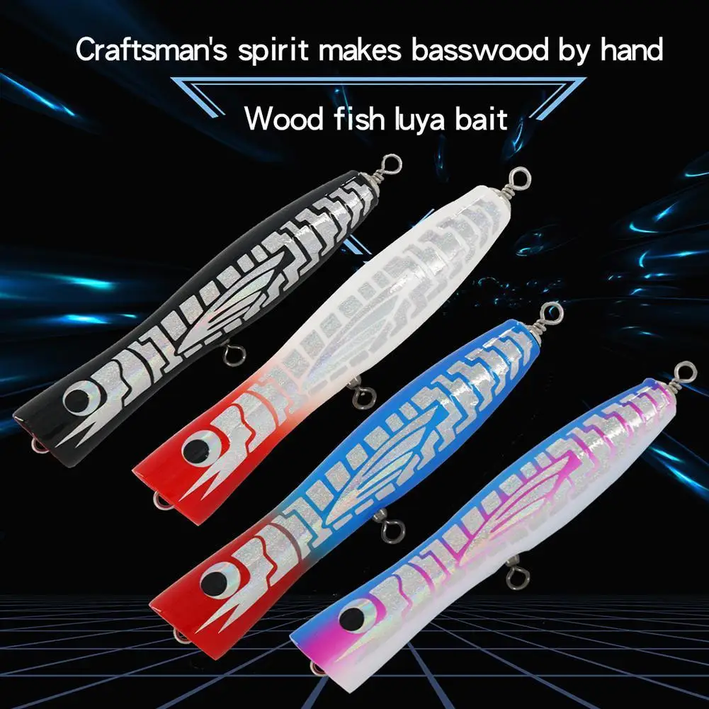 Colorful-Wooden-Popper-Sea-Fishing-Bait-Simulated-Fisheye-Bionic-Stick ...
