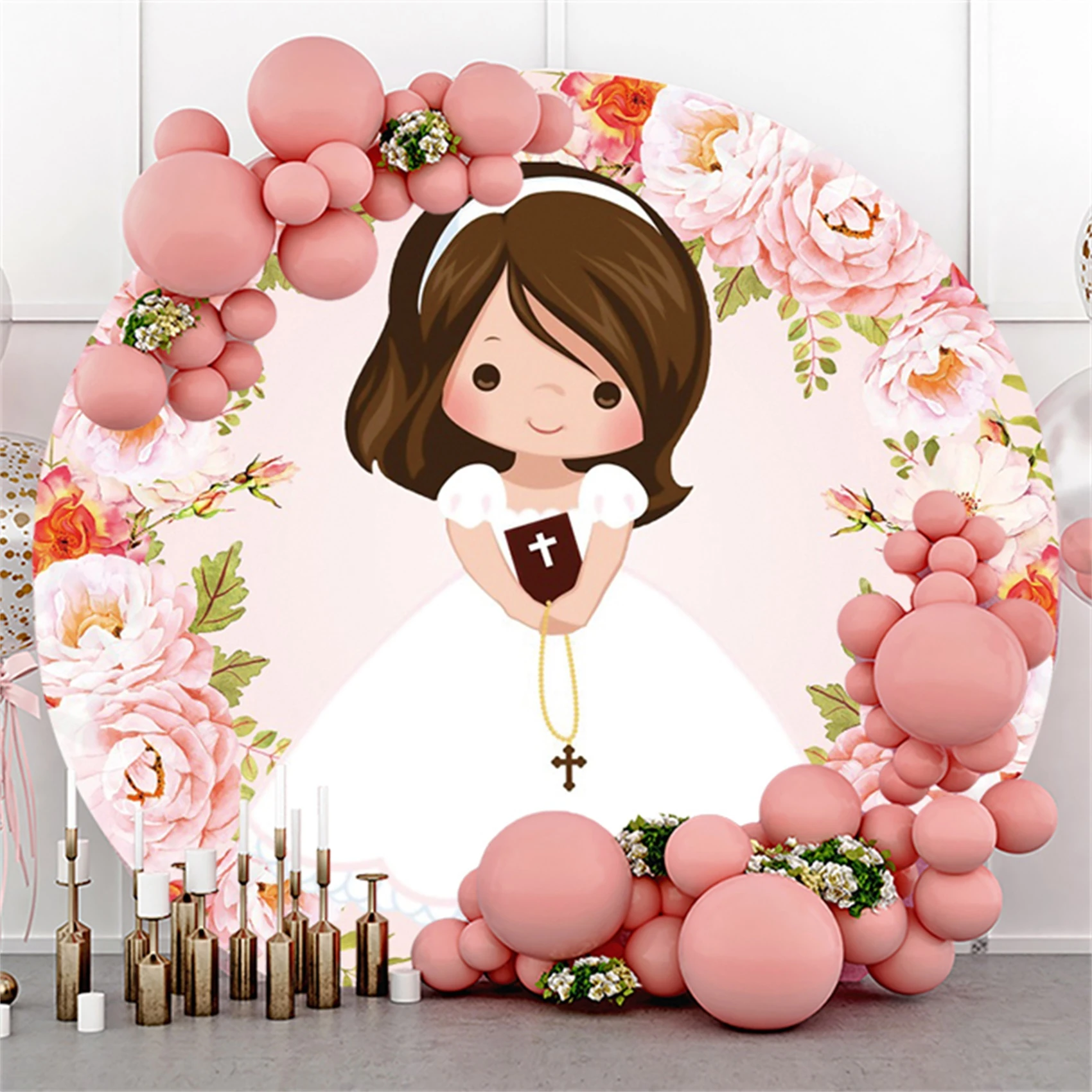My Baptism Round Backdrop Holy First Communion Boy Girl Angel Baby ...