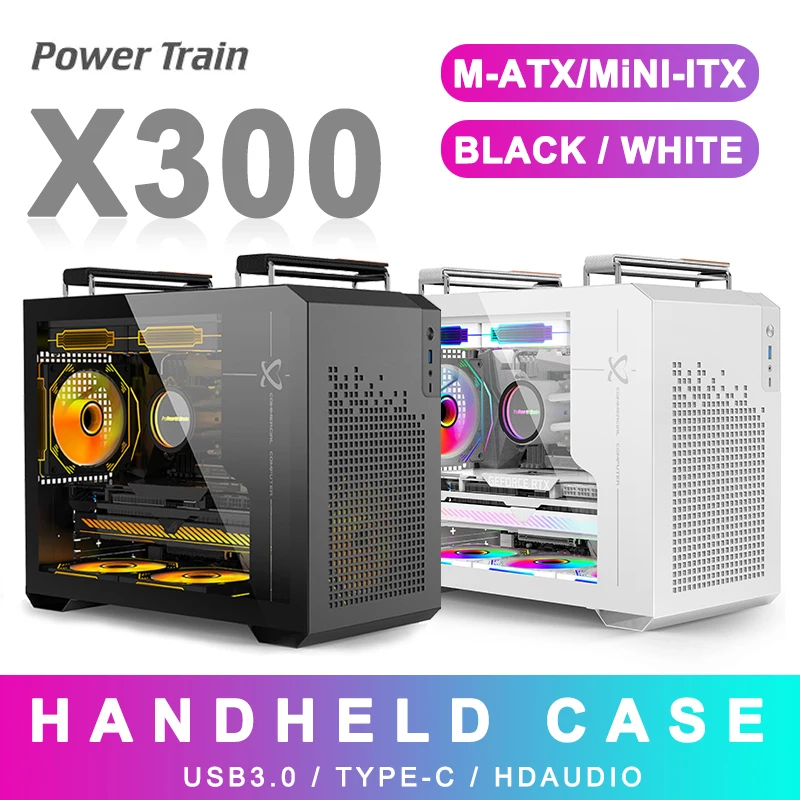 Power-Train-X300-MINI-ITX-Handheld-Computer-Case-Glass-Side-Transparent ...