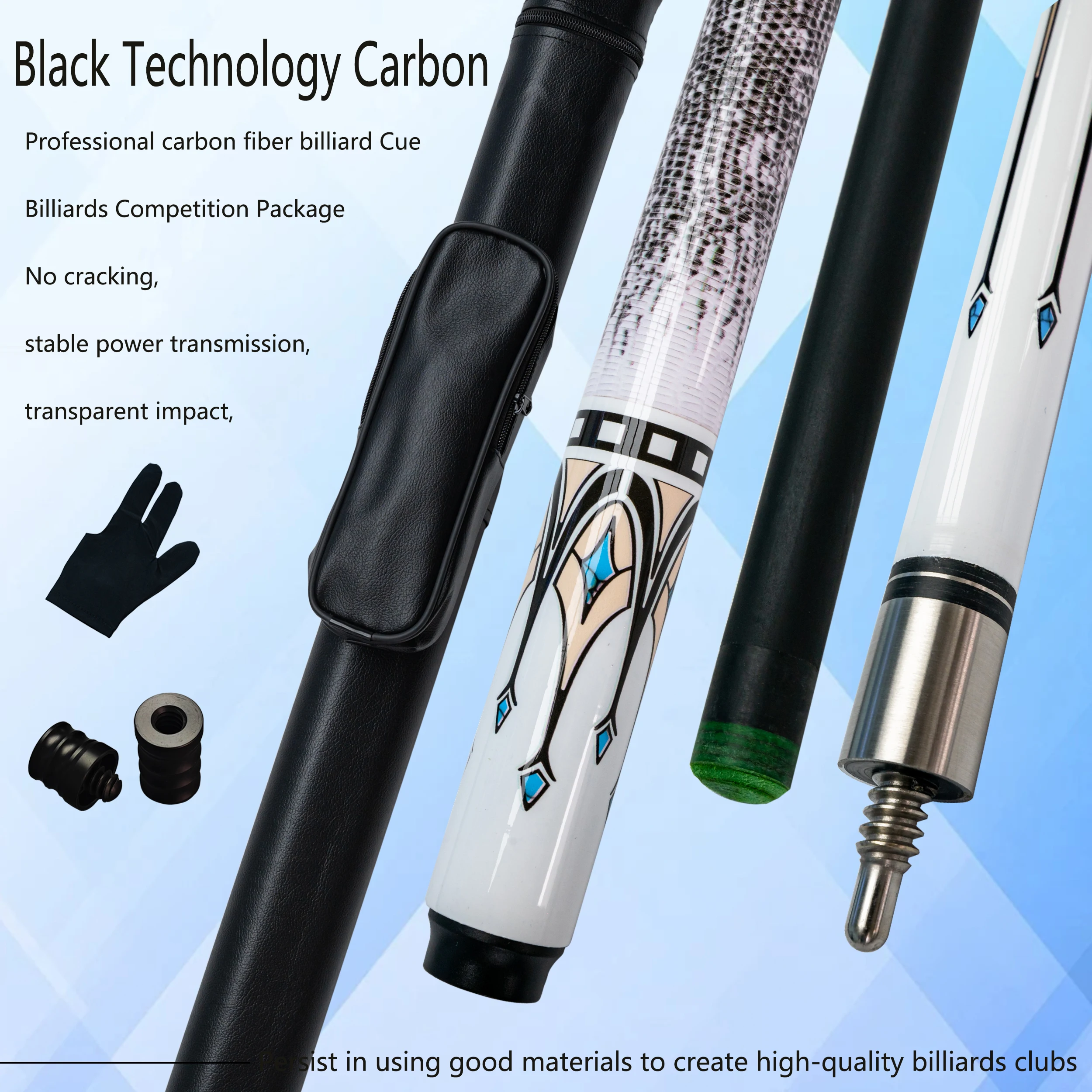 Professional-Carbon-Fiber-Billiards-Cue-Stick-Bag-Set-Lizard-Design ...