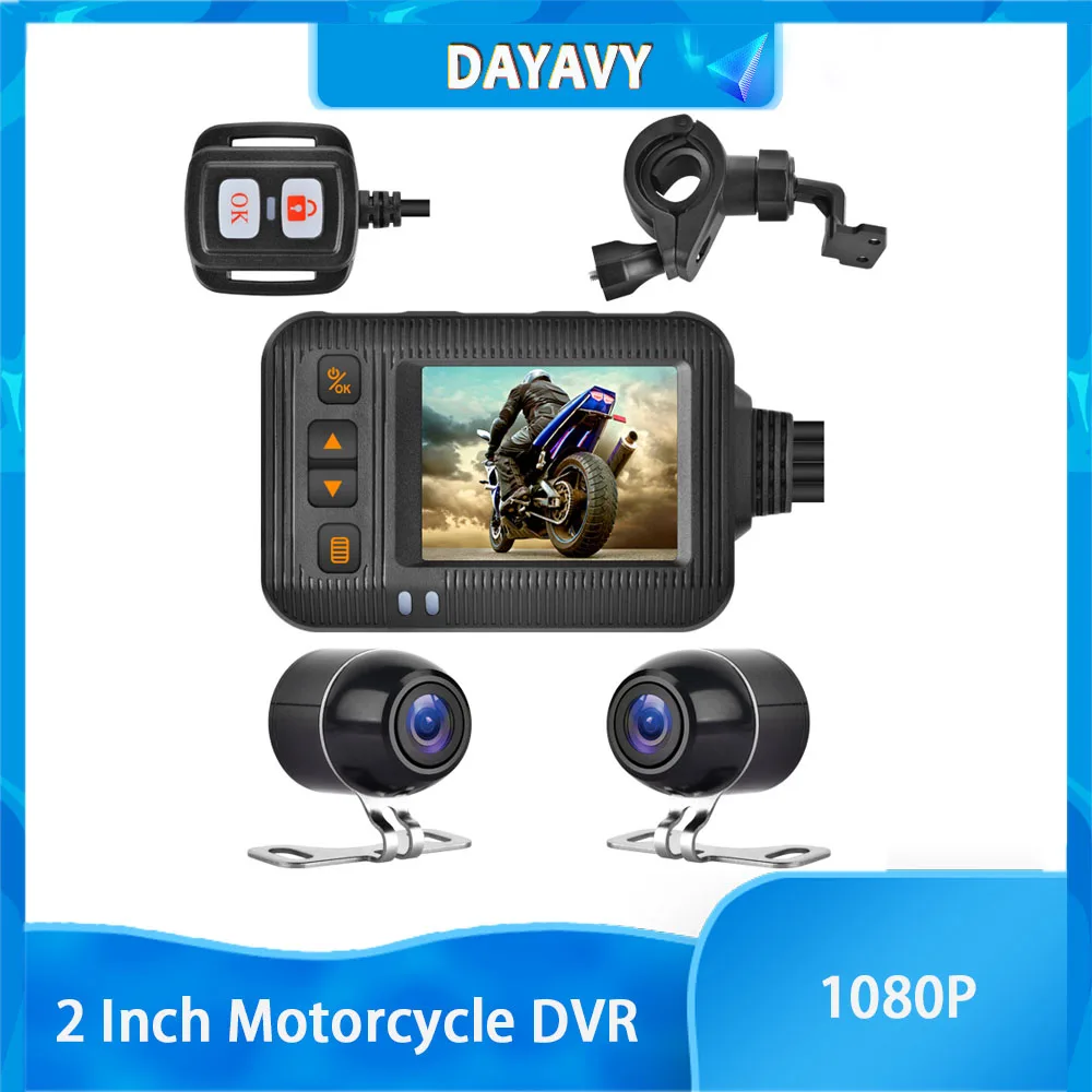 DAYAVY-1080P-Waterproof-Motorcycle-DVR-Motorcycle-Dashcam-2-Inch-Front ...