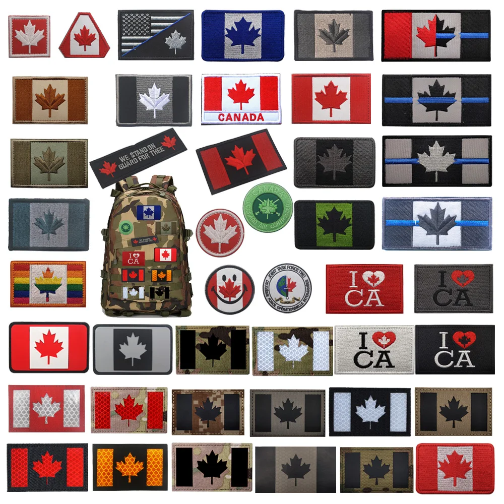 Hot-Sale-3D-Embroidered-Canadian-Flag-Maple-Leaf-Reflective-Flag-Patch ...