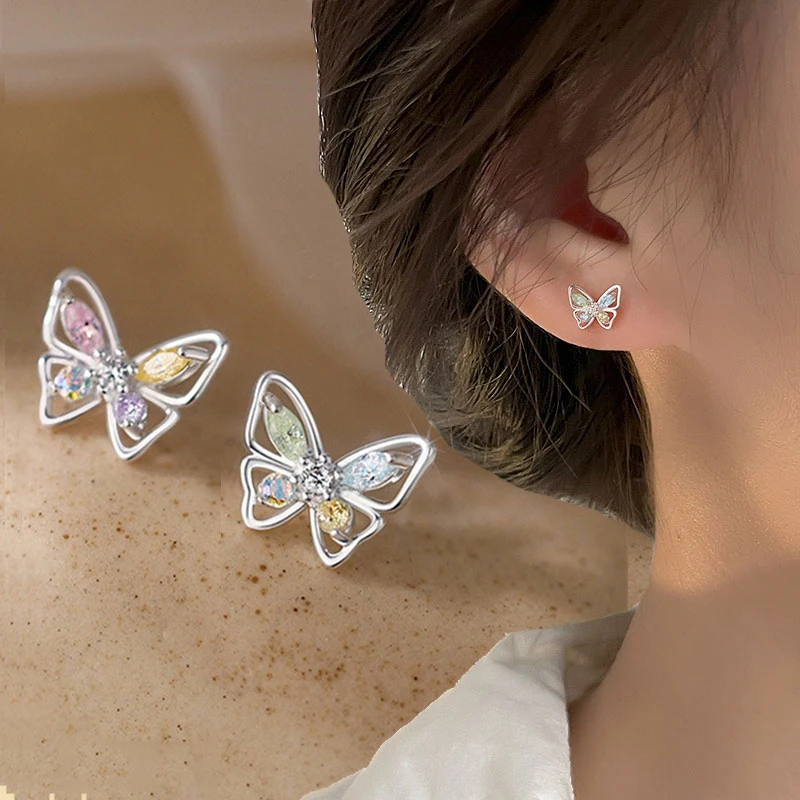 Pink-Blue-Butterfly-Ear-Studs-Nourishing-Ear-Piercings-Sweet-Tinny ...