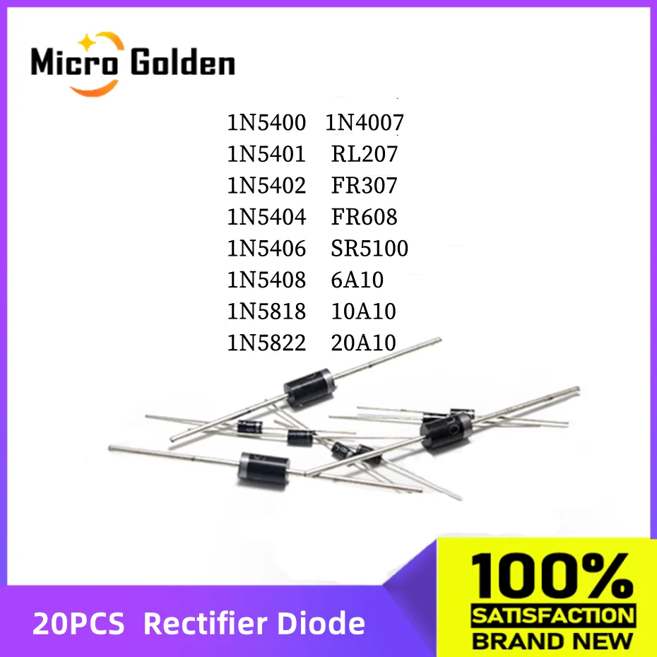 20PCS-Rectifier-Diode-1N5408-1N5404-1N5401-1N5822-1N5818-1N5400-1N5406 ...