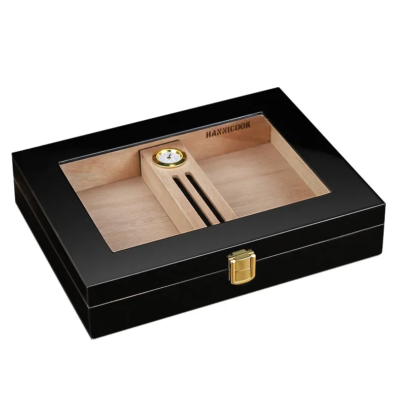 Portable Humidor Piano Lacquered Glass Sunroof, 16-pack Sealed Lock ...