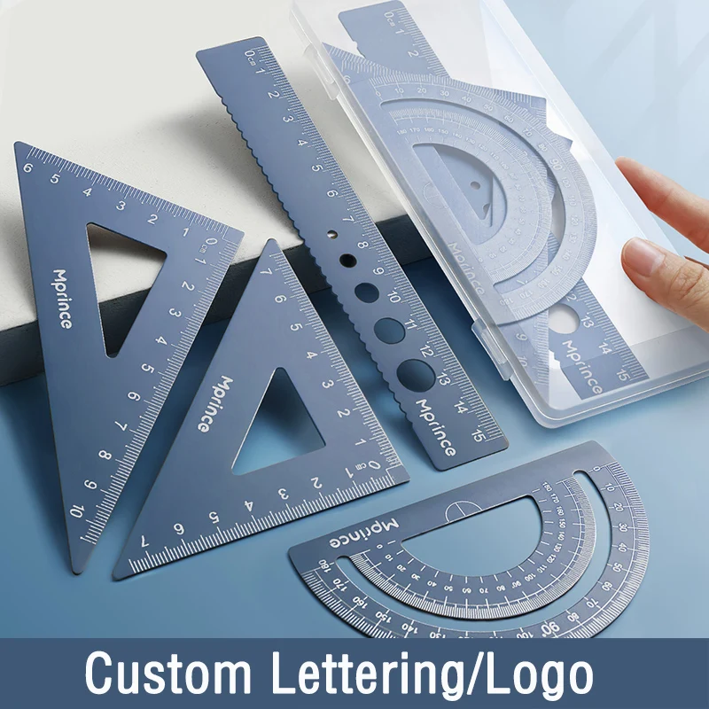 4PCS-Set-Metal-Ruler-Stationery-Aluminum-Alloy-Multifunctional ...
