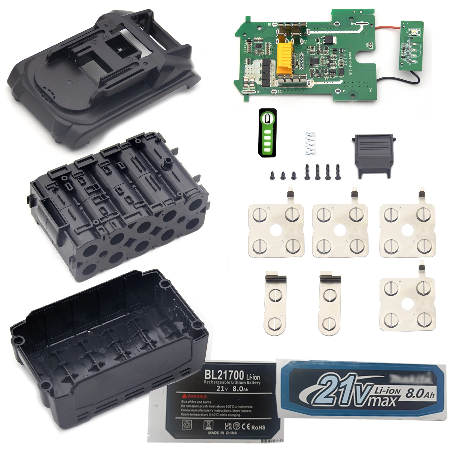 10-21700-For-Makita-18V-Battery-Box-Case-BL1850-BL1860-Shell-With-BMS ...