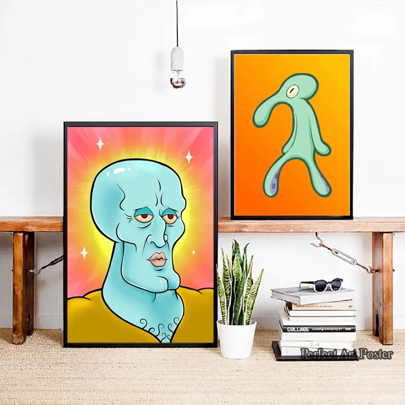 Bold-And-Brash-Gallery-Art-Poster-Abstract-Squidward-Canvas-Painting ...