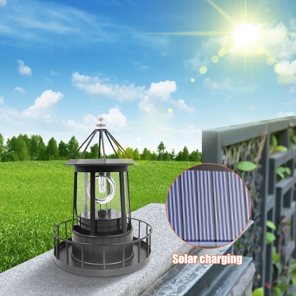 Classic Texture Lighthouse Shape Solar LED Lights Garden Lawn Outdoor ...